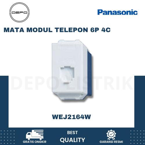 Jual Panasonic Mata Modul Telepon 6P 4C Putih WEJ2164W Wide Series ...
