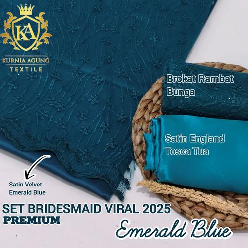 Jual Kain Brokat Bahan Kebaya warna EMERALD BLUE VIRAL 2025 Meteran ...