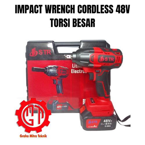 Jual STR Impact Wrench Baterai Buka Baut 600Nm 2 BATERAI 48V TORSI ...