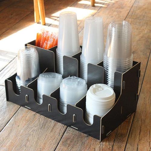 Jual Rak Organizer Paper Cup Coffee Cup Holder Wooden Dispenser Papper ...