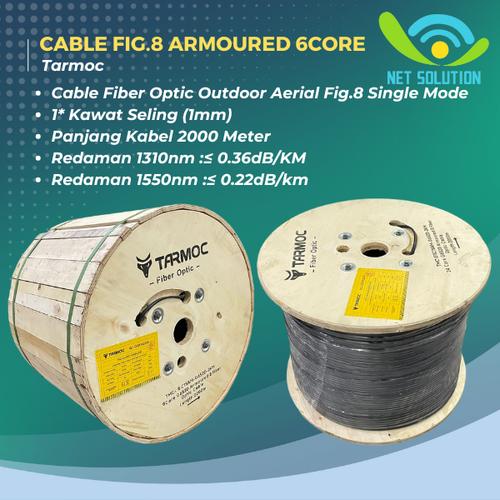Jual Tarmoc Fiber Optic Cable Fig 8 Armoured 6 Core 2000m | Kabel Fiber ...