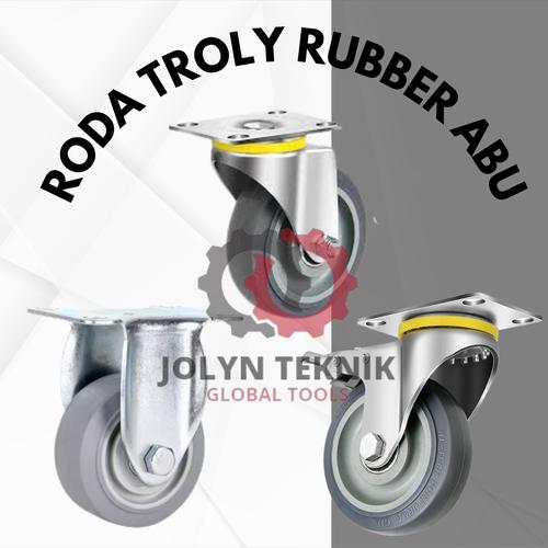 Jual RODA TROLY ROLY RUBBER ABU ETALASE KARET TEBAL DOUBLE BEARING ...