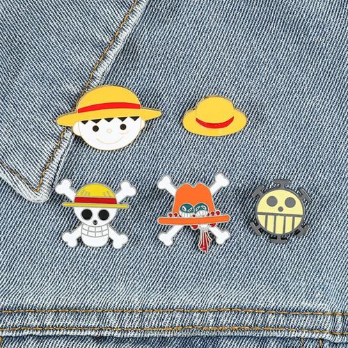 Jual Bros Pin Enamel One Piece Topi Jerami Straw Hat Ace Jolly Roger ...