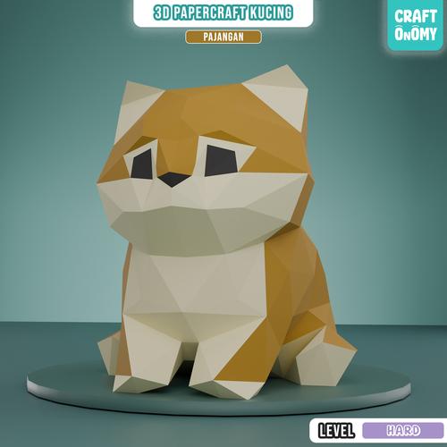 Jual 3D Papercraft Low Poly Model Kucing - DIY - Full Putih - Kab. Lima ...
