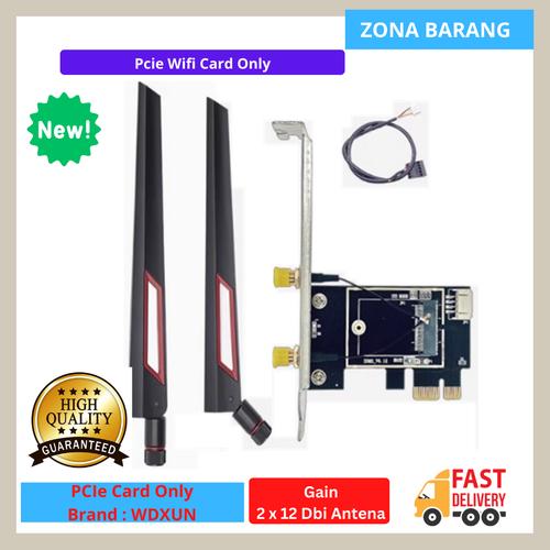 Jual Adapter PCIe Card Wifi Baffle Dual Antena High Gain 12 dBi Support ...