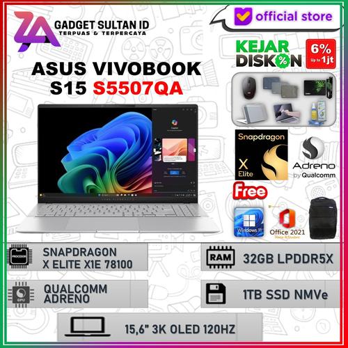 Promo Asus Vivobook S15 S5507QA Snapdragon X Elite X1E 78100 32GB 1TB ...