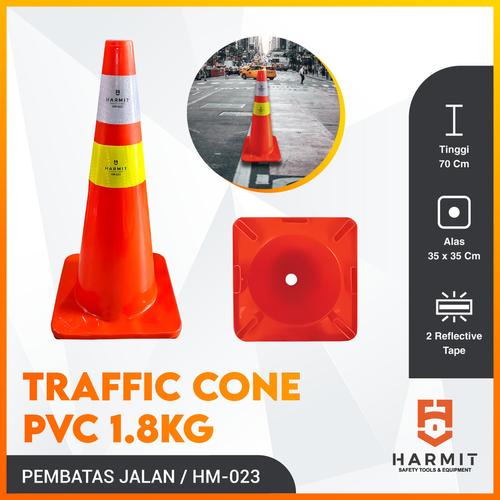 Jual Traffic Cone 70 cm HARMIT Kerucut Trafic Safety PVC ORANGE - Kab ...