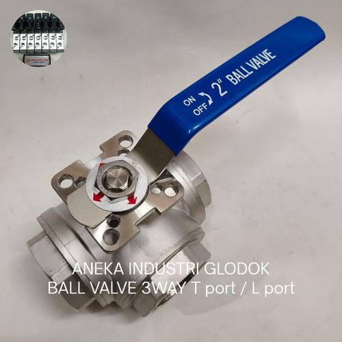 Jual ball valve 3 way stainless steel mounting pad 2 inch - T port - Jakarta Barat - aneka ...