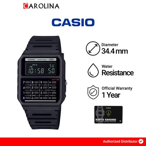 Promo Jam Tangan Pria Casio General CA-53WB-1B Calculator Data Bank Digital Dial Red Resin Band ...