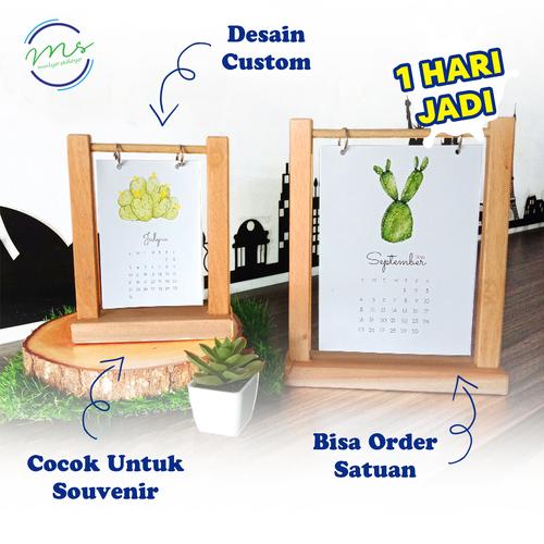 Jual Kalender Meja Stand Kayu Aesthetic 2025 model gantung kalender ...