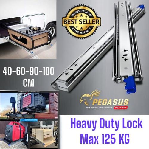 Jual Heavy Duty Drawer Slide With Lock Rel Laci kunci 40 60 90 100cm ...