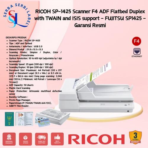 Jual RICOH SP-1425 Scanner F4 ADF Flatbed Duplex dengan TWAIN dan ISIS ...