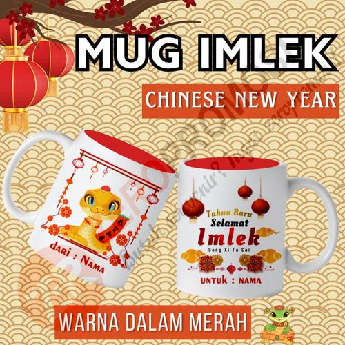 Promo Mug Warna dalam merah Chinese New Year - Souvenir Gelas Imlek V2 ...