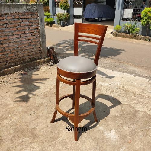 Jual Kursi Bar Stool Tinggi Putar Minimalis Kayu Jati Asli - Kab ...