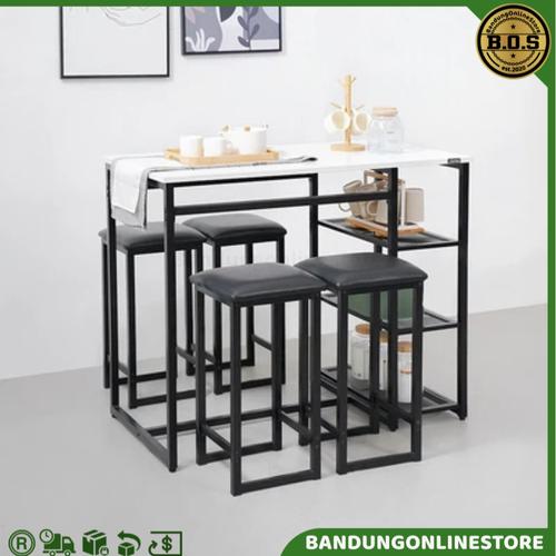 Jual Set Meja Makan Minimalis Dengan Rak Dan 4 Bangku Hitam Informa ...