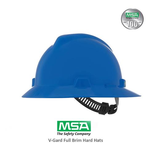 Promo MSA V-Gard Full Brim Hard Hats Blue Staz-0n /Helm MSA Full Brim ...