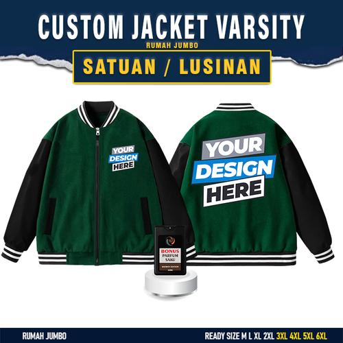 Jual aket Varsity Custom sablon satuan desain sendiri (hijau botol ...