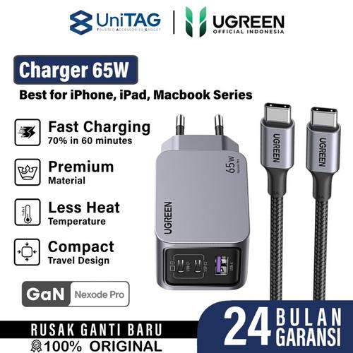 Promo Kepala Charger Macbook Laptop iPad Pro Air UGREEN 65W 100W 140W 160W Adaptor Type C Fast ...