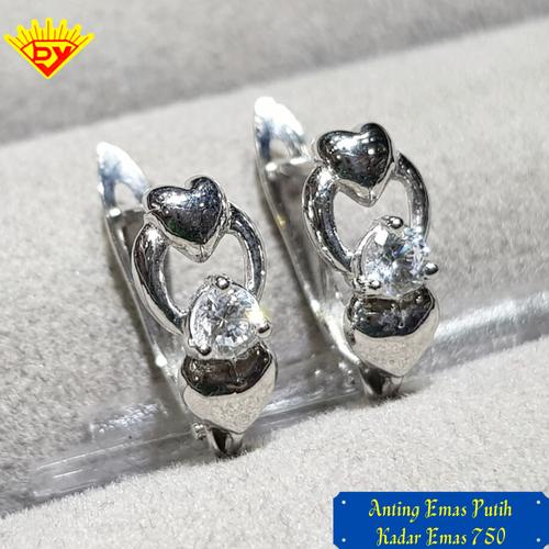 Jual Anting Emas Putih Permata Zirconia Baru 01 Kadar Emas 750 ...