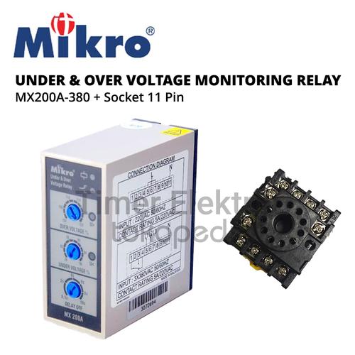 Jual MIKRO MX200A-380 Under & Over Voltage Monitoring Relay + Socket 11 ...