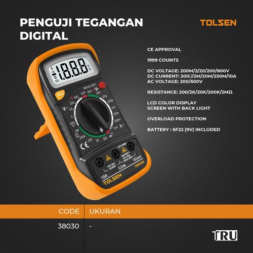 Jual PENGUJI TEGANGAN DIGITAL Digital Multimeter 600V 38030 Tolsen ...