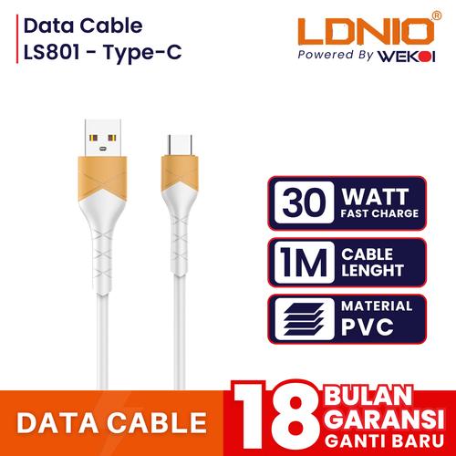 Jual LDNIO Kabel Data LS801 TPE Fast Charger 30W Type C 1 Meter ...