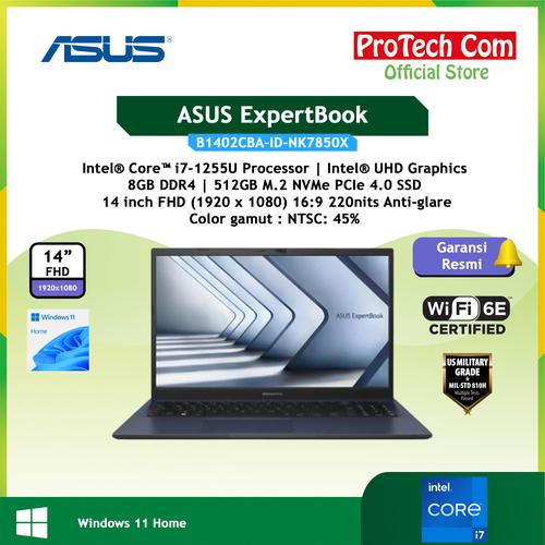 Promo ASUS EXPERTBOOK B1402CBA-ID-NK7850X TKDN - i7 1255U 8GB 512GB SSD ...