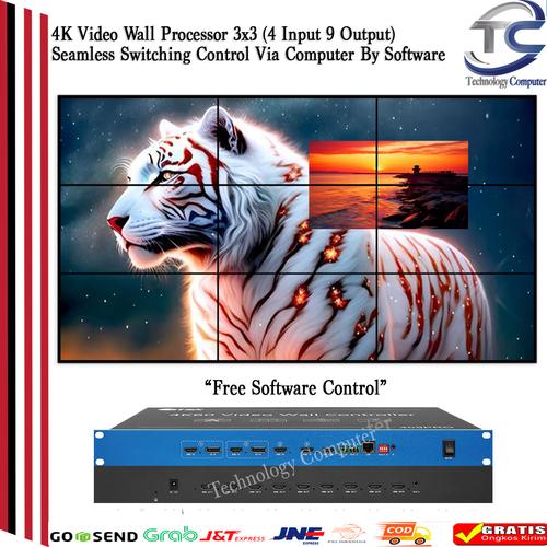 Jual HDMI Video Wall Processor 3x3 Seamless Switching (4 In 9 Out) 4K ...