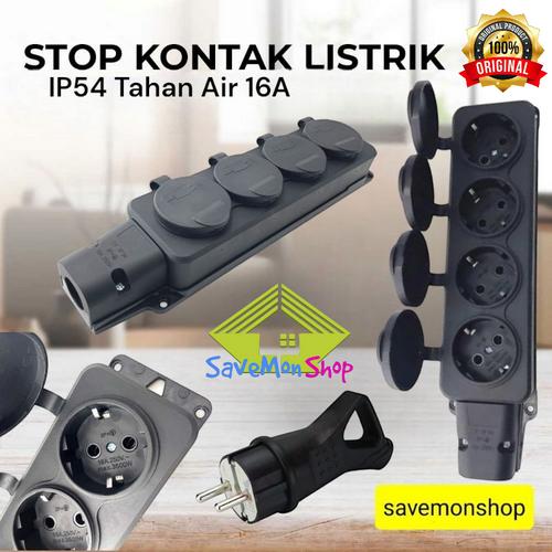 Promo Colokan Listrik Waterproof Stop Kontak Kabel Anti Air Hitam ...