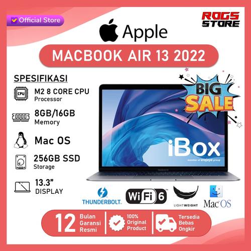 Promo IBOX APPLE MACBOOK AIR 13 MLXW3ID M2 8C CPU 8GB 256SSD 8C GPU OS ...