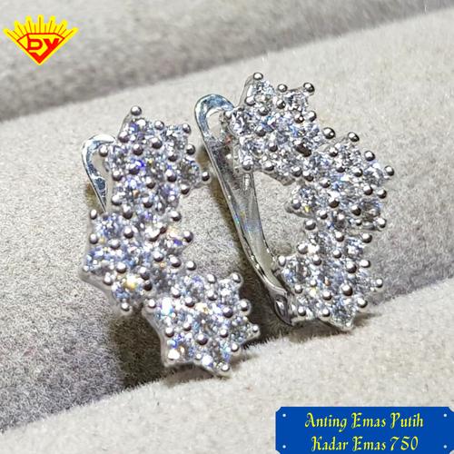 Jual Anting Emas Putih Permata Zirconia Baru 03 Kadar Emas 750 ...