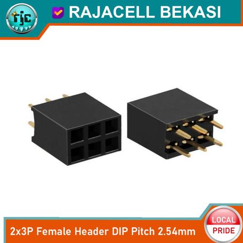 Jual 2x3P Female Header Pitch 2.54mm 8,5H Double Row Straight Female Gold Plated 2*3 6 Pin ...