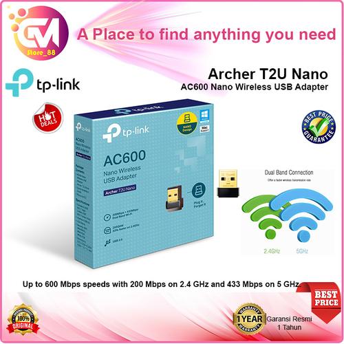 Jual TP-Link Archer T2U Nano AC600 Wi-Fi Dual Band 2.4Ghz 5Ghz USB ...