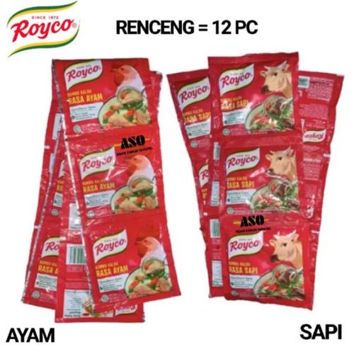 Jual Royco Penyedap Rasa Ayam Sapi Royko Kaldu ( 1 gantung isi 12 ...