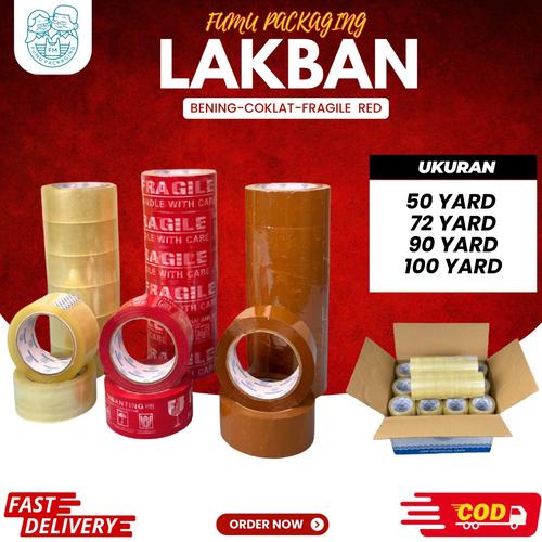 Jual Lakban Bening / Lakban Fragile 2inci 50 yard-72yard-90yard-100yard ...