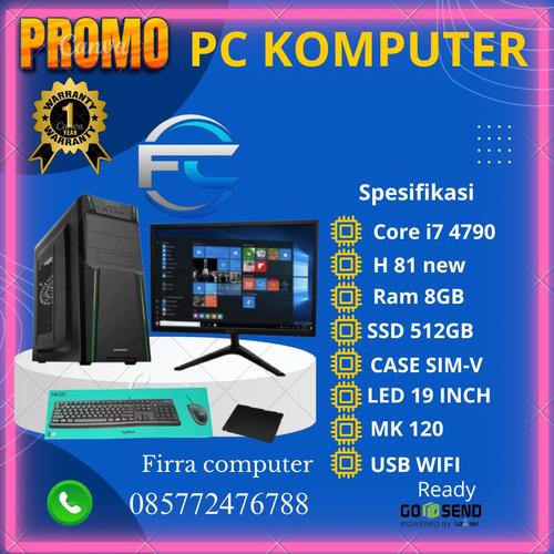 Jual PC KOMPUTER RAKITAN CORE i7 4770/RAM 8GB /SSD 512 /LED 19 INCH ...
