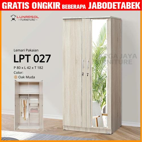 Promo Lemari Pakaian 2 Pintu Cermin LPT 027 Minimalis Natural Oak Muda Wardrobe Closet Baju - 1 ...