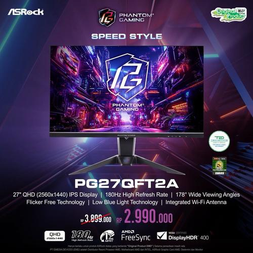 Jual ASROCK PG27QFT2A GAMING MONITOR 27" QHD 1ms Wi-Fi Antenna AMD FreeSync - Jakarta Utara ...