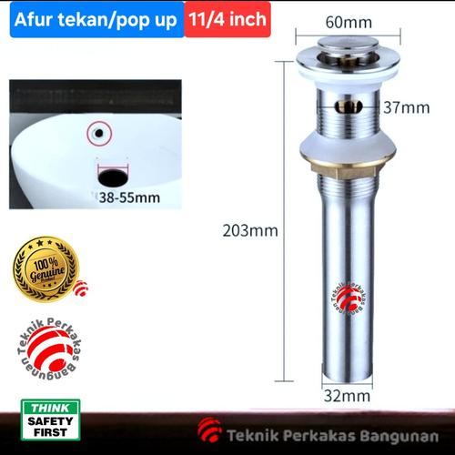 Jual Kepala afur avur tekan atas sifon sipon wastafel cuci tangan 11/4 ...