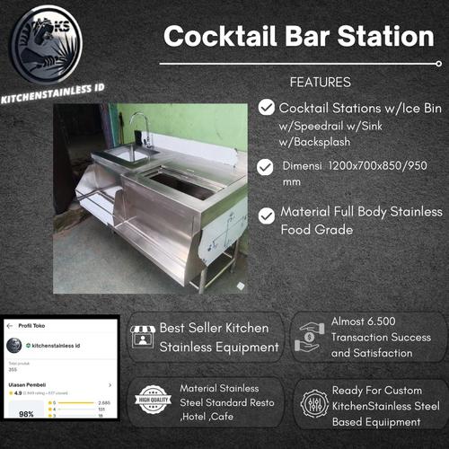 Jual S/S Cocktail Stations w/ice Bine w/sink w/Backsplash w/speedrail ...