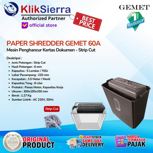 Jual GEMET 60A Mesin Penghancur Kertas | Paper Shredder GEMET 60 A ...