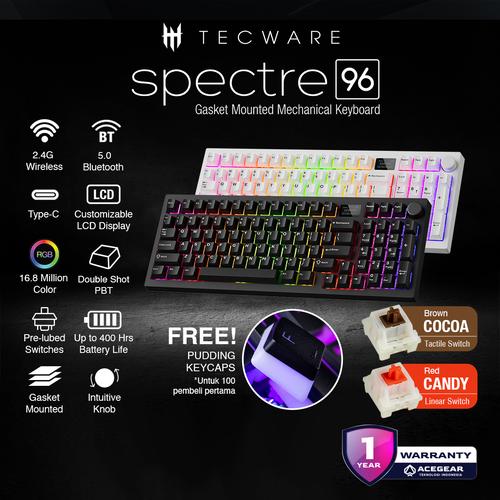 Promo TECWARE SPECTRE 96 3-Mode gasket mounted wireless gaming keyboard ...