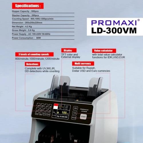 Jual Mesin Hitung Penghitung Uang PROMAXI LD-300VM /Money Counter LD ...