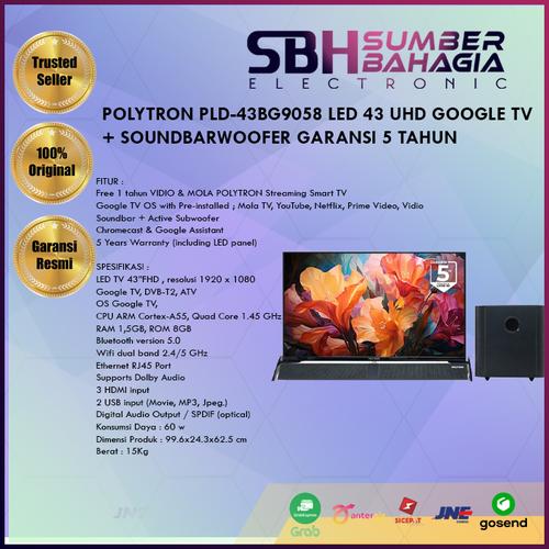 Jual POLYTRON PLD-43BG9058 LED 43 UHD GOOGLE TV + SOUNDBARWOOFER ...