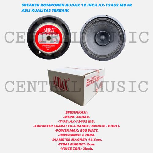 Jual SPEAKER KOMPONEN AUDAX 12 INCH AX-12452 M8 FR ASLI KUALITAS TERBAIK - Kota Medan ...