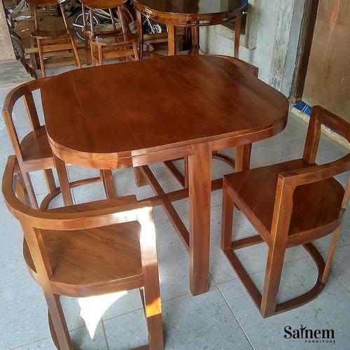 Jual Meja Makan Set Kayu Jati Minimalis Kursi Bisa Masuk Meja Rapi ...