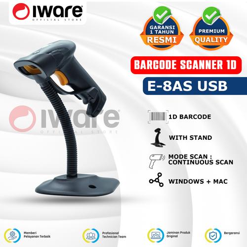 Promo Iware Barcode Scanner 1D E-8AS Usb With Stand Continuous Scan ...