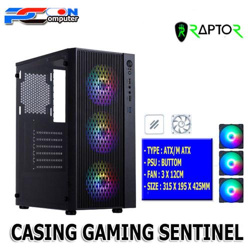 Promo Casing PC Raptor Sentinel ATX With 3 Fan Case RGB GAMING - Kota ...