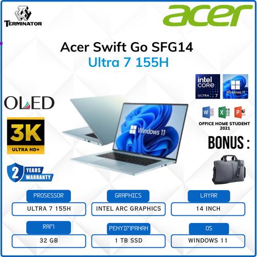 Promo Acer Swift Go Oled SFG14 Ultra 7 155H Ram 32 / 1 TB 14" 2.8k 90hz ...