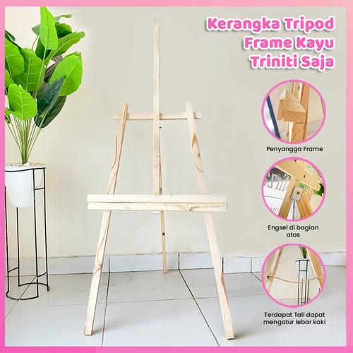 Jual Tripod Frame Stand Kayu Tripod Frame Kayu Jati Penyanggah Bingkai ...